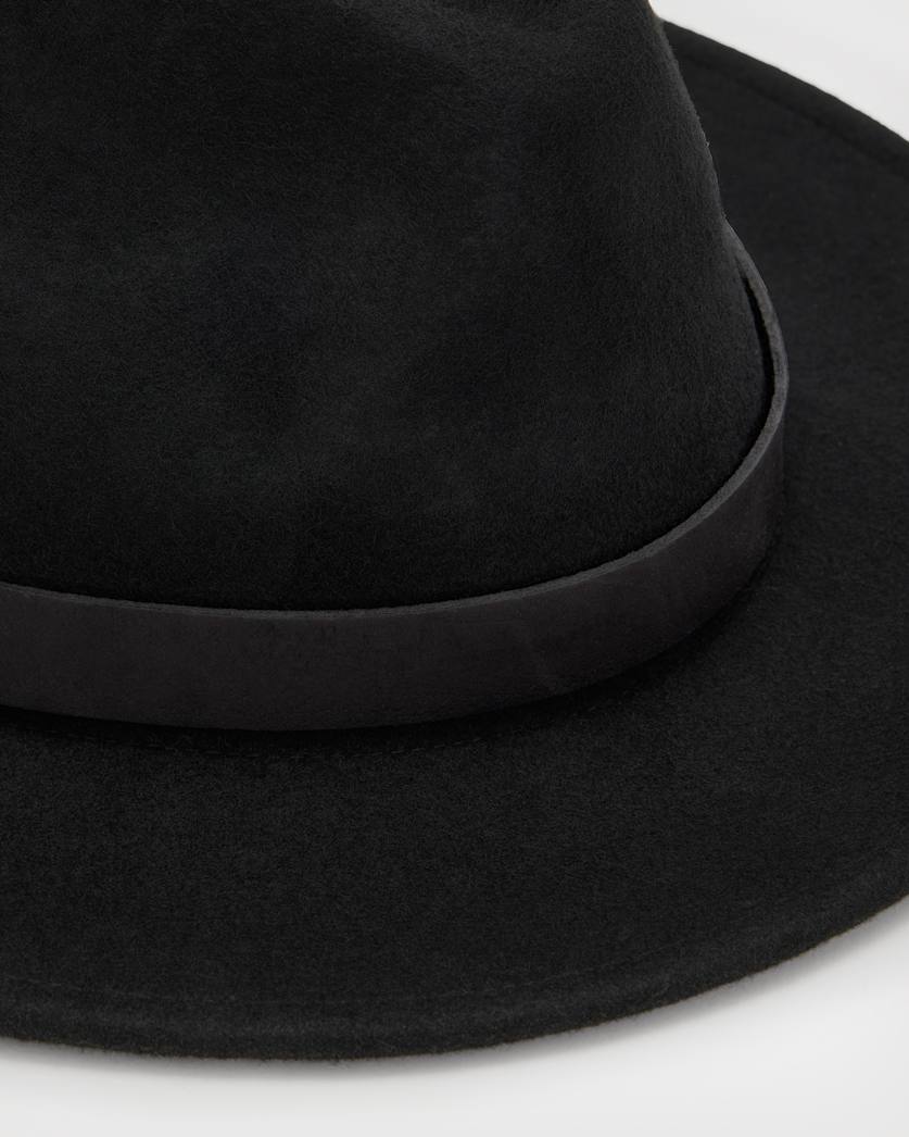 Bronson Wide Brim Wool Fedora Hat Black | ALLSAINTS US